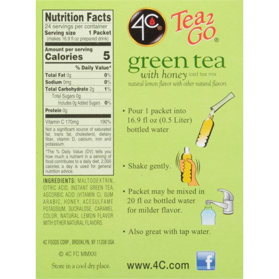 4C 24 Packets Tea2Go Green Tea with Honey Sticks – PantryDash