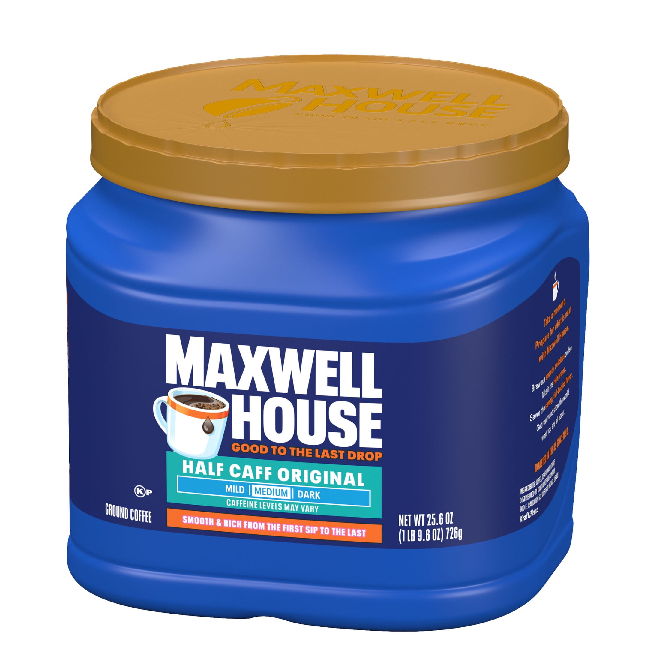 Maxwell House Half Caff Ground Coffee, 25.6 oz. Canister – PantryDash