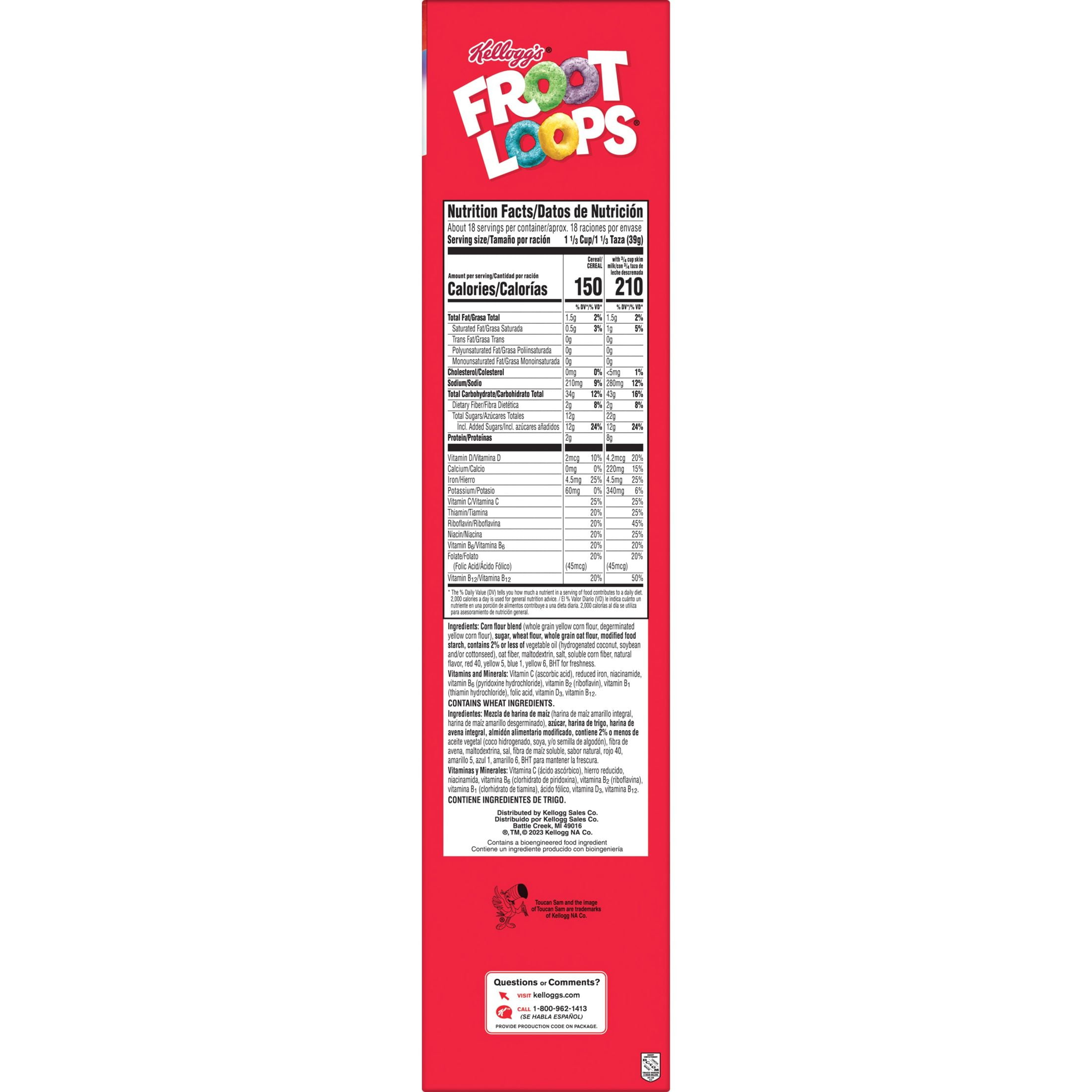 Kellogg’s Froot Loops Breakfast Cereal, Kids Cereal, Family Breakfast ...