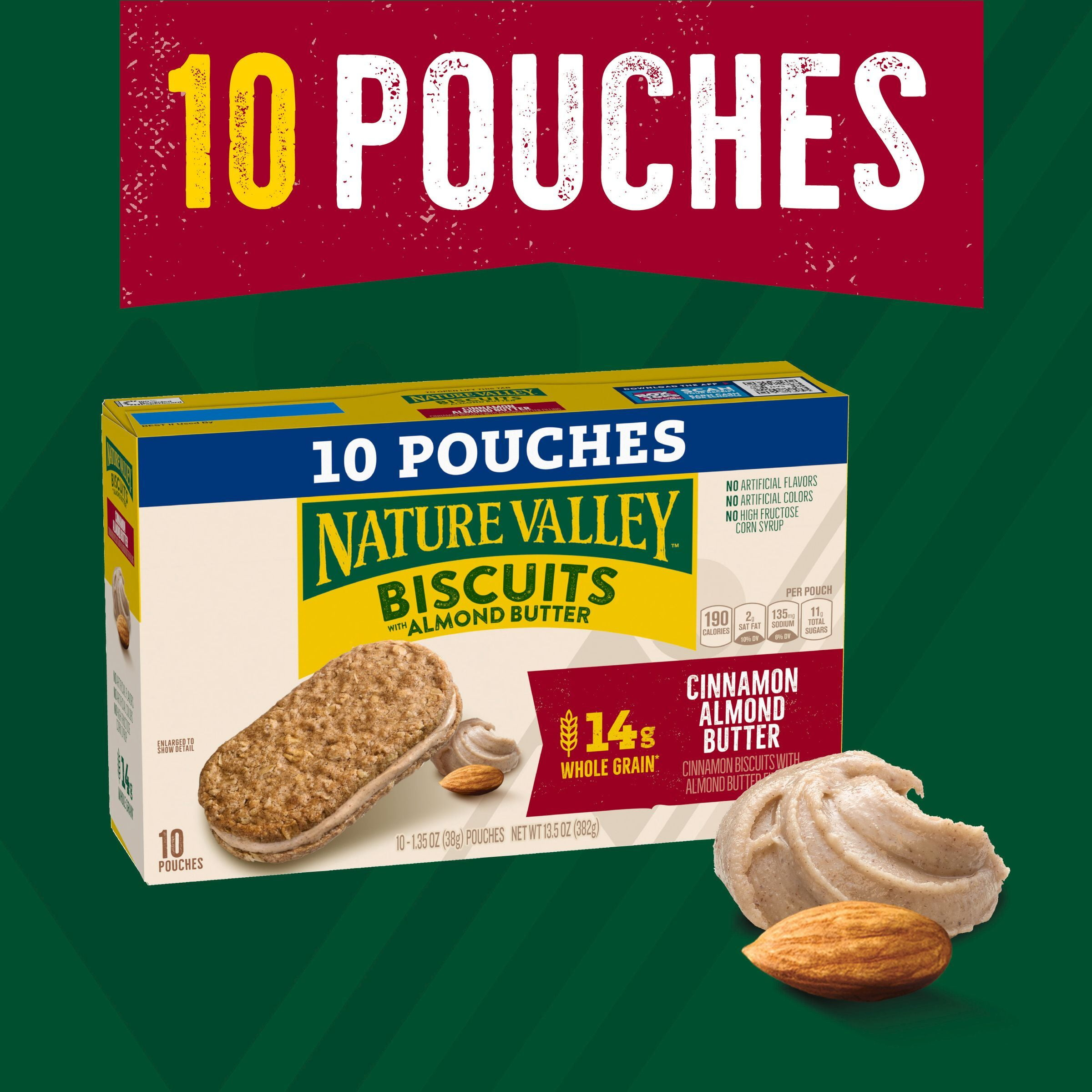 Nature Valley Biscuit Sandwiches, Cinnamon Almond Butter, 10 ct, 13.5 ...