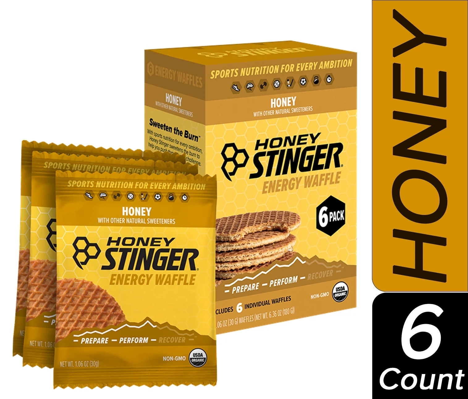 Honey Stinger Organic Energy Waffle Snack, Honey, 1.06 oz, 6 Count Box – PantryDash