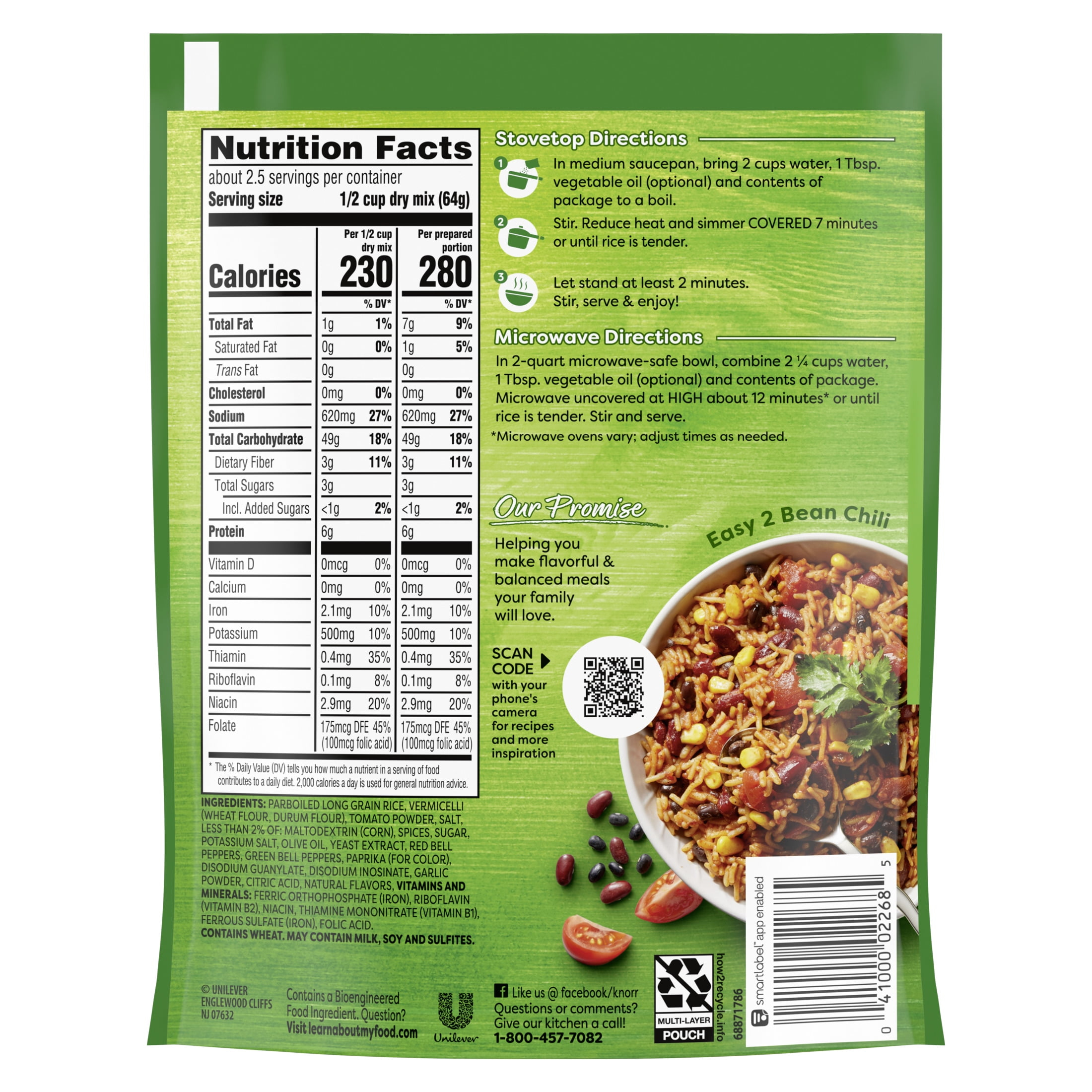 Knorr No Artificial Flavors Spanish Parboiled Rice Cooks in 7 Minutes ...