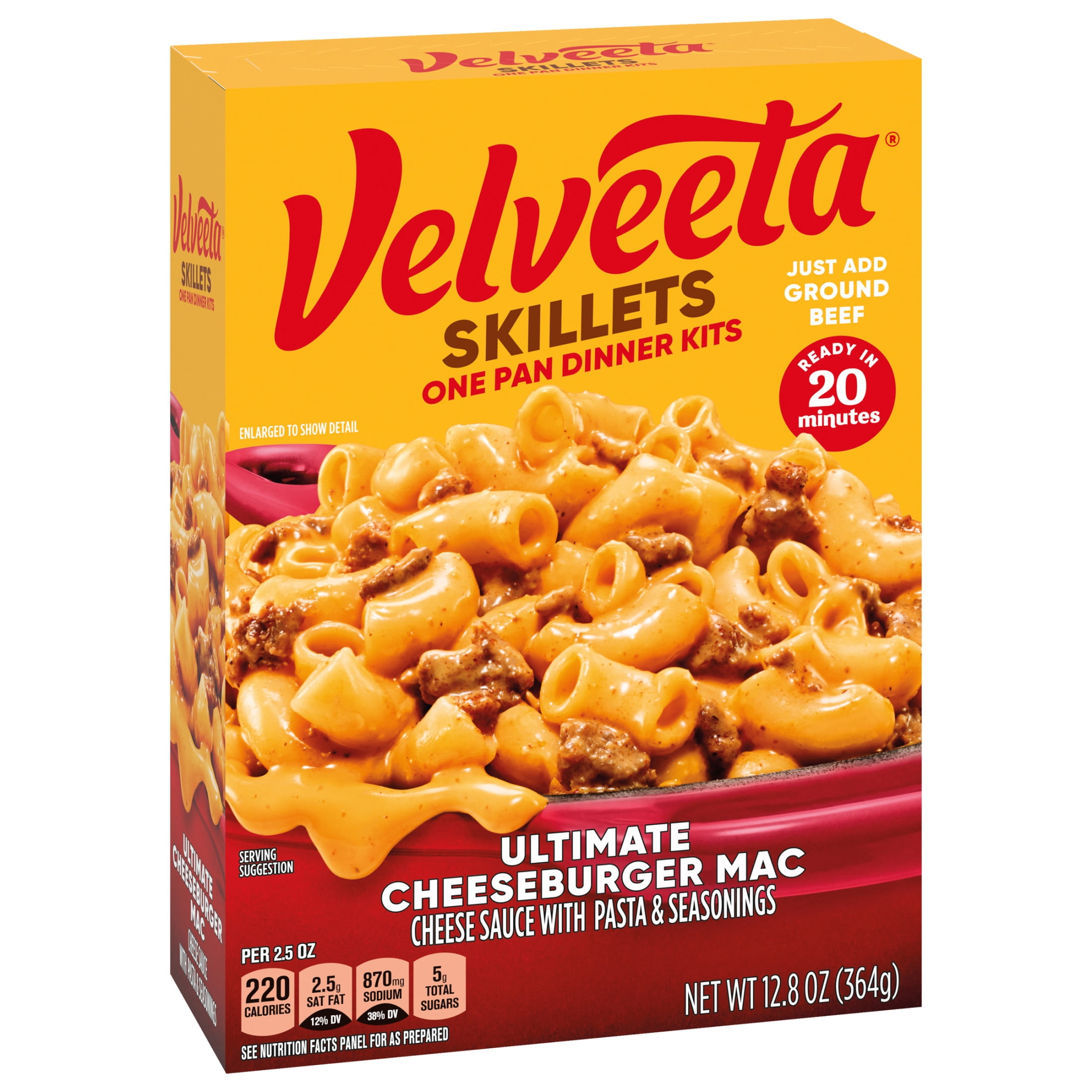 Velveeta Ultimate Cheeseburger Macaroni and Cheese Dinner Kit, 12.8 oz ...