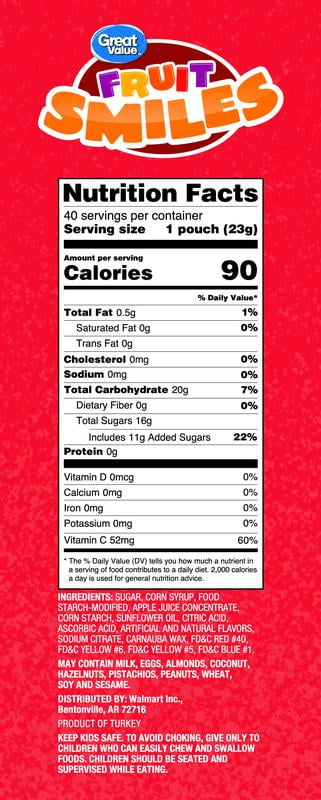 Great Value Fruit Smiles Snacks, Original Flavors, 40 Count – PantryDash